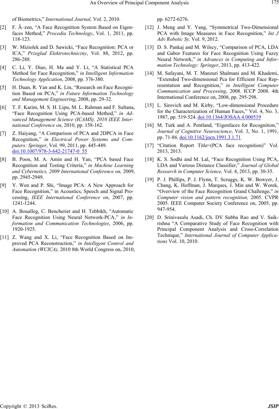 An Overview of Principal Component Analysis