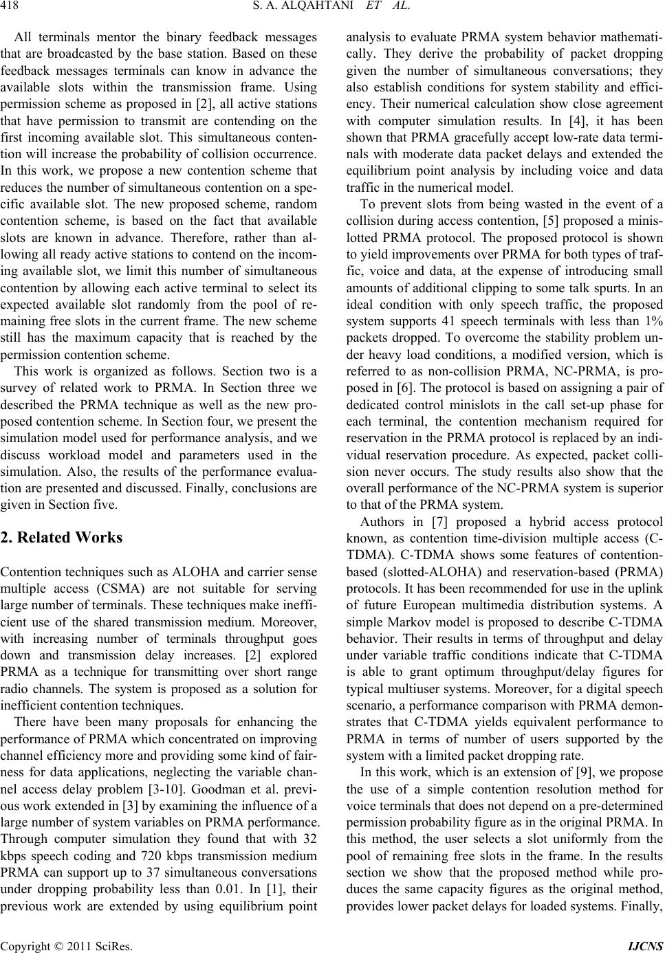 Performance of Random Contention PRMA: A Protocol for Fixed Wireless Access