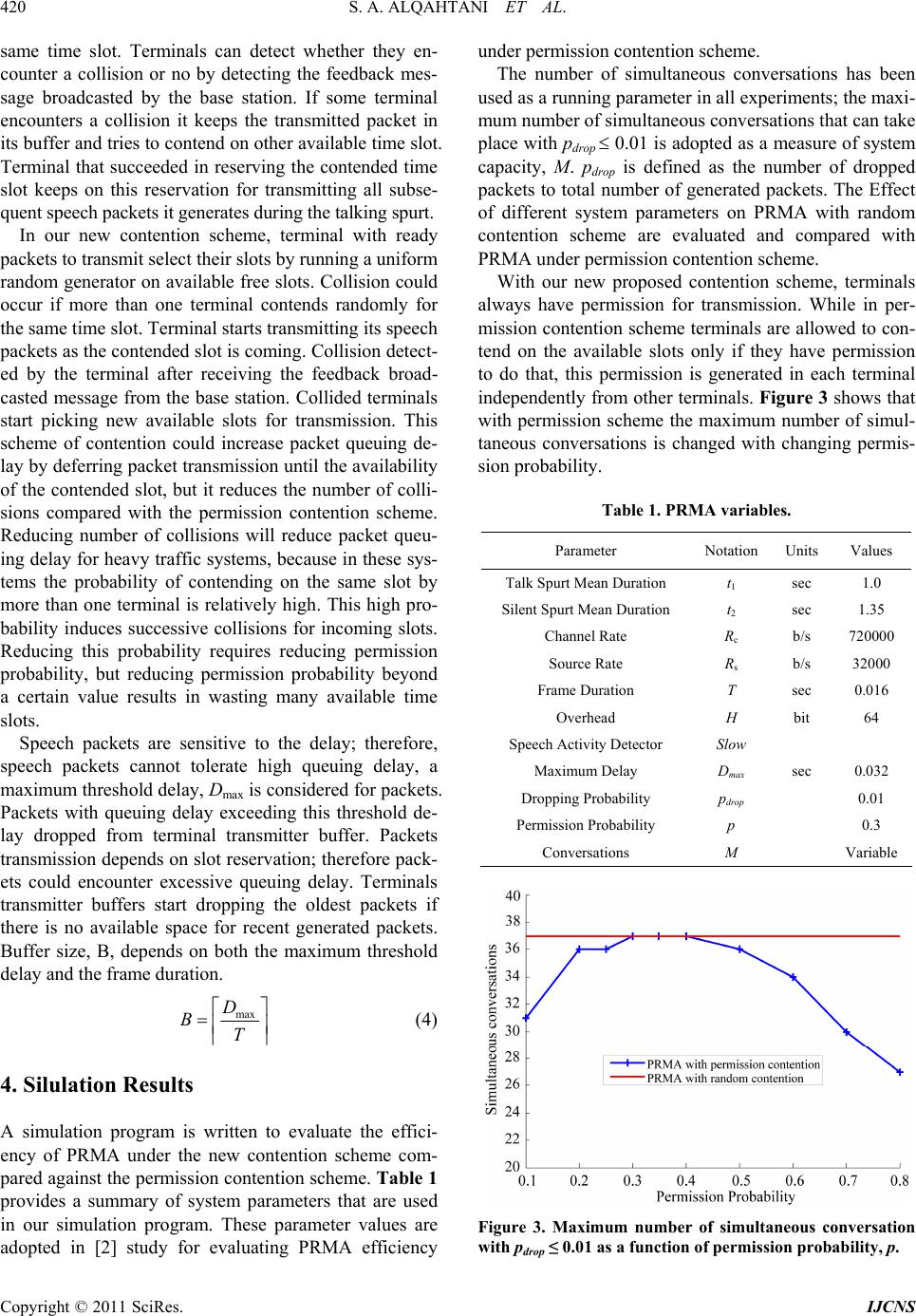 Performance of Random Contention PRMA: A Protocol for Fixed Wireless Access