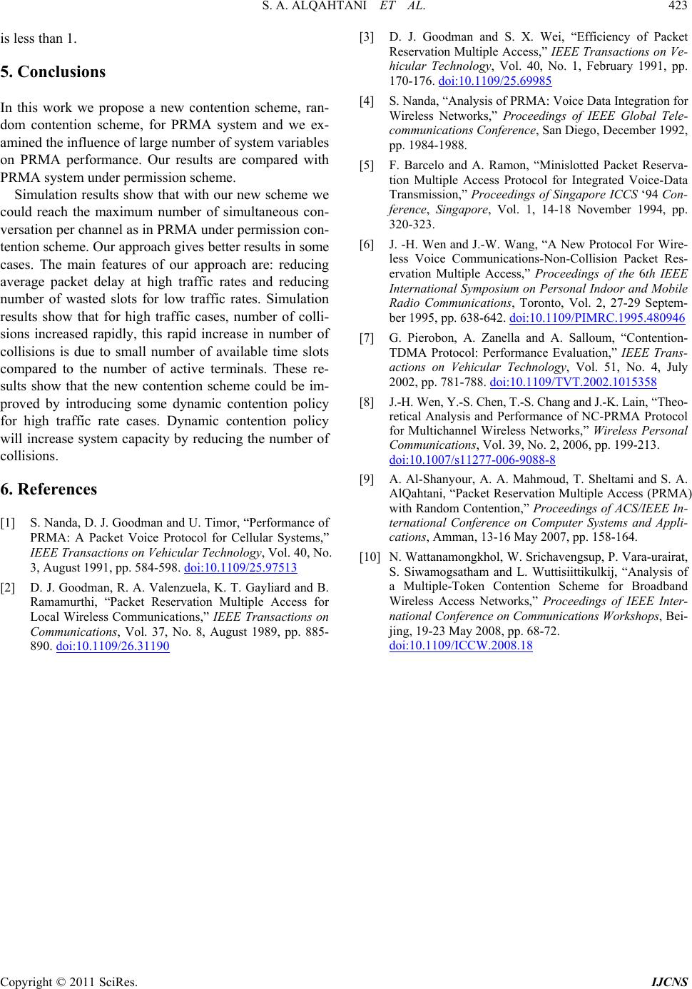 Performance of Random Contention PRMA: A Protocol for Fixed Wireless Access