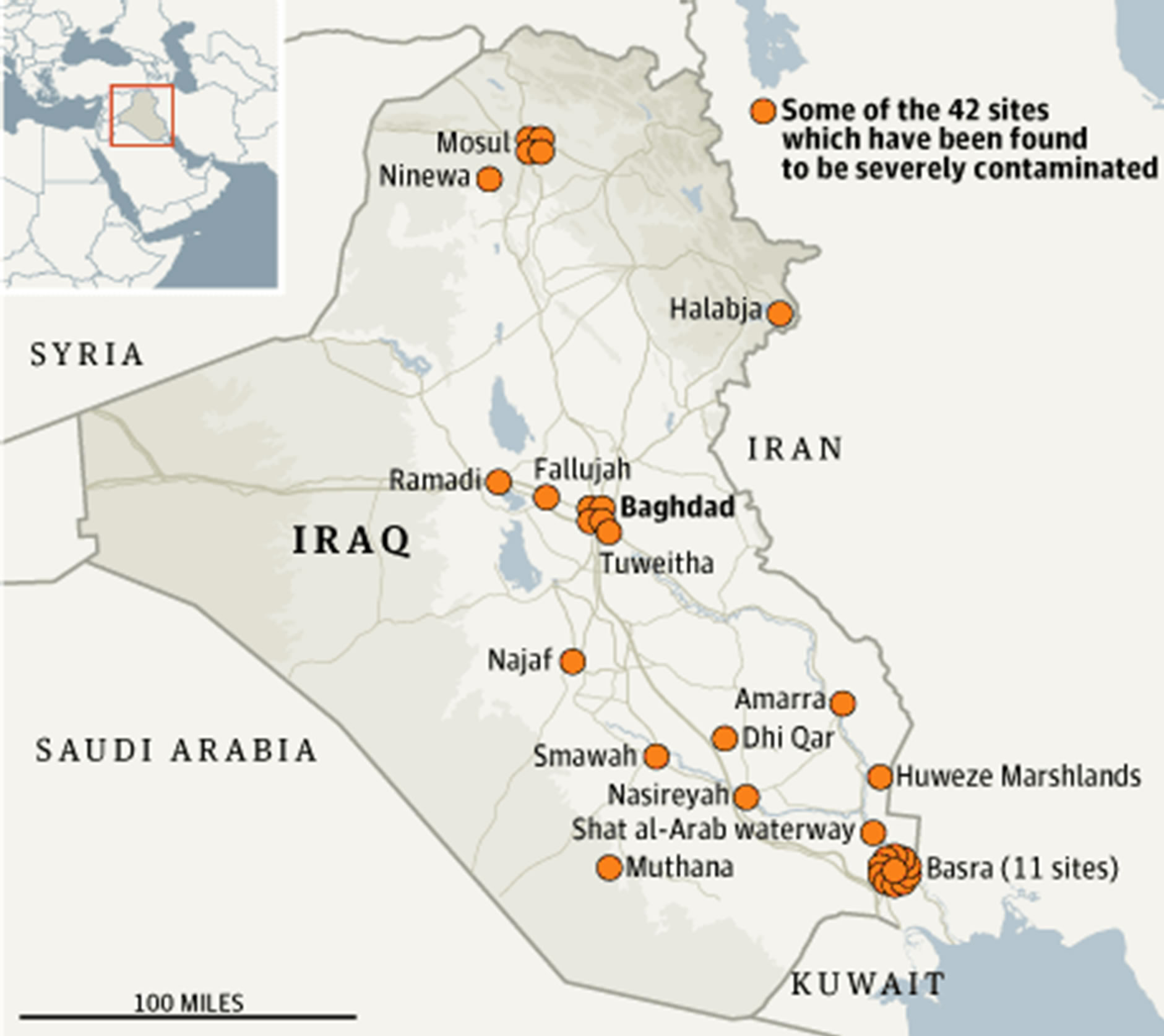 Suggested landfill sites for hazardous waste in Iraq