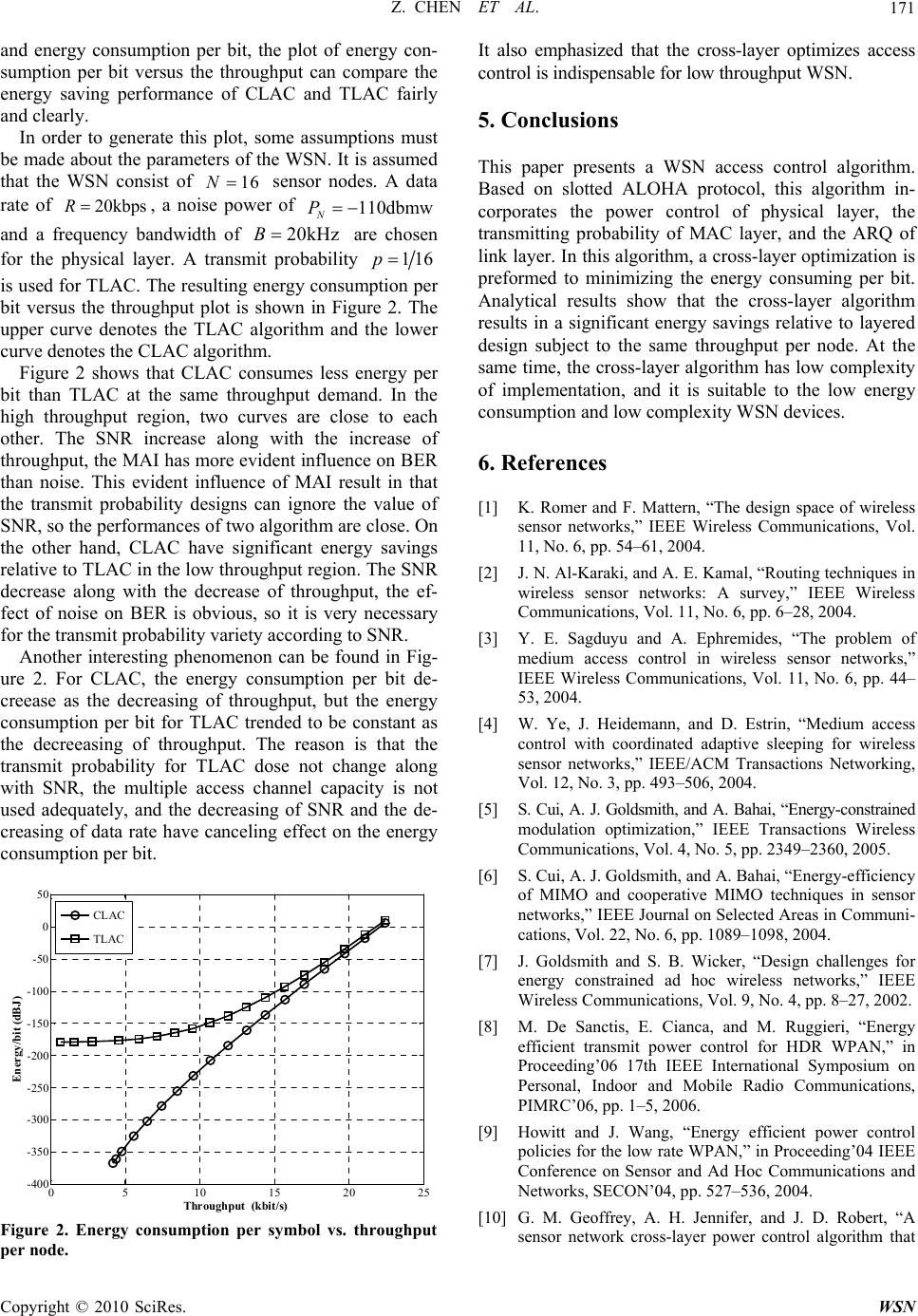 An Energy Efficient Access Control Algorithm With Cross Layer Optimization In Wireless Sensor