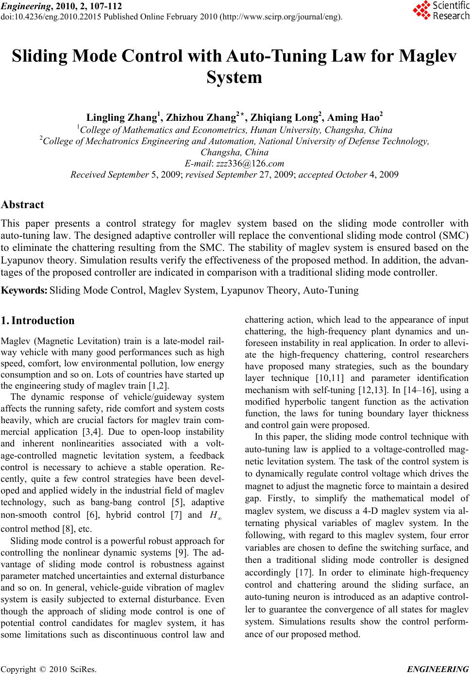 Sliding Mode Control with Auto-Tuning Law for Maglev System