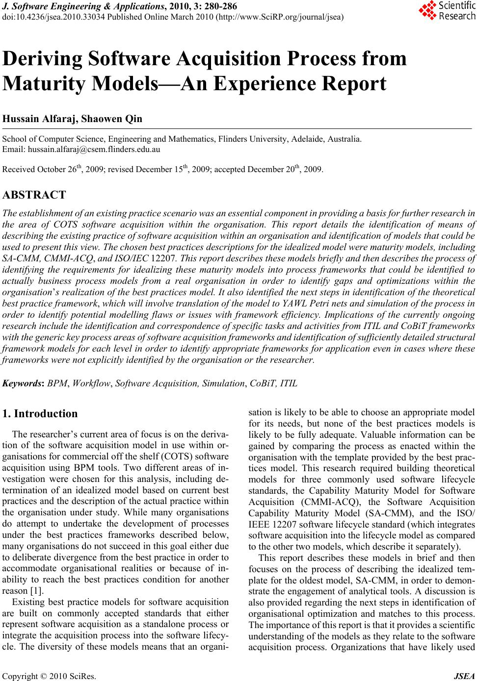 Deriving Software Acquisition Process from Maturity Models—An ...