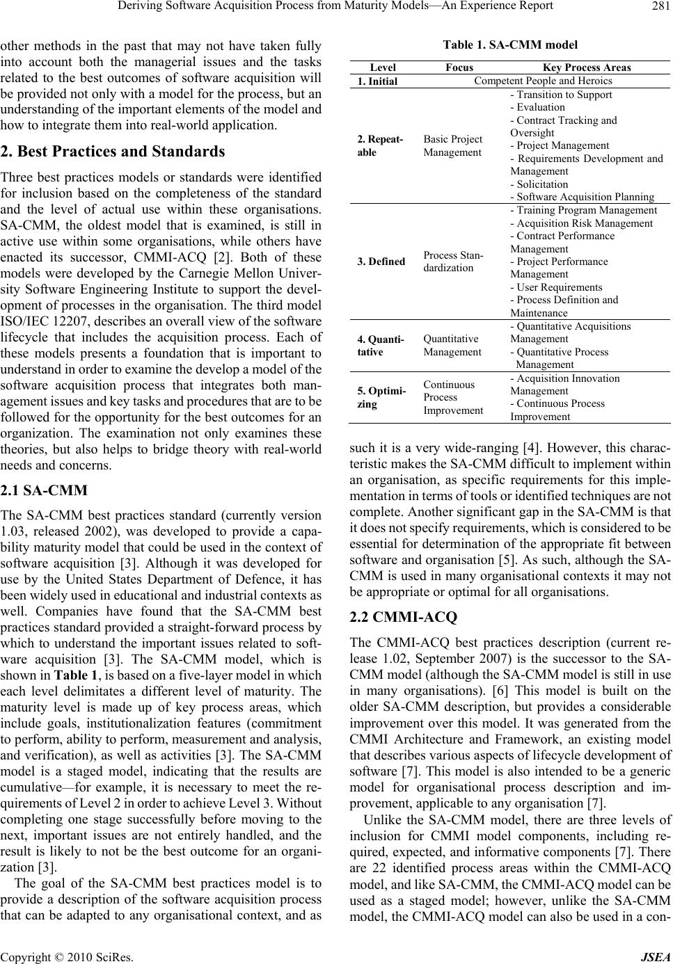 Deriving Software Acquisition Process from Maturity Models—An ...
