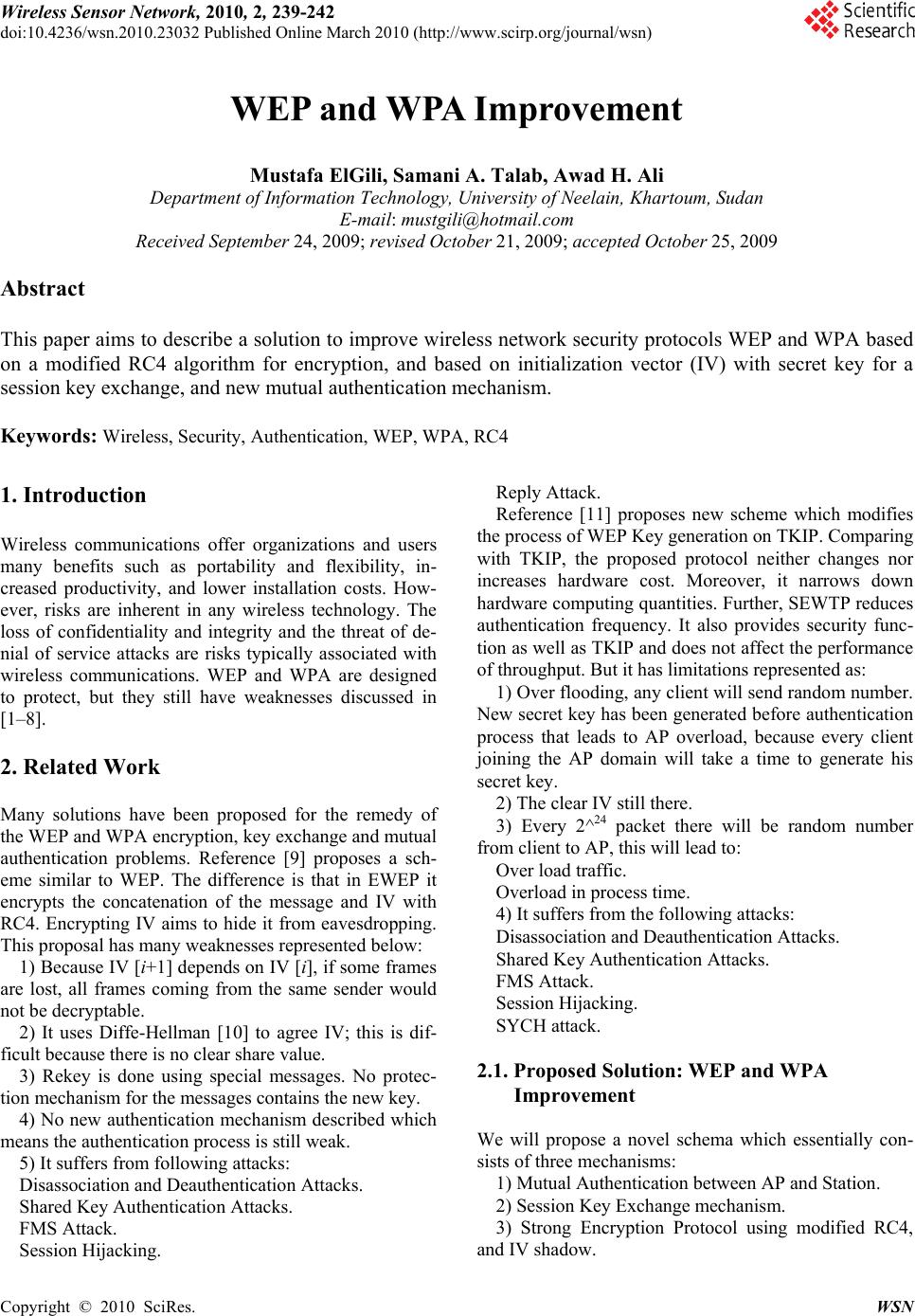 WEP and WPA Improvement