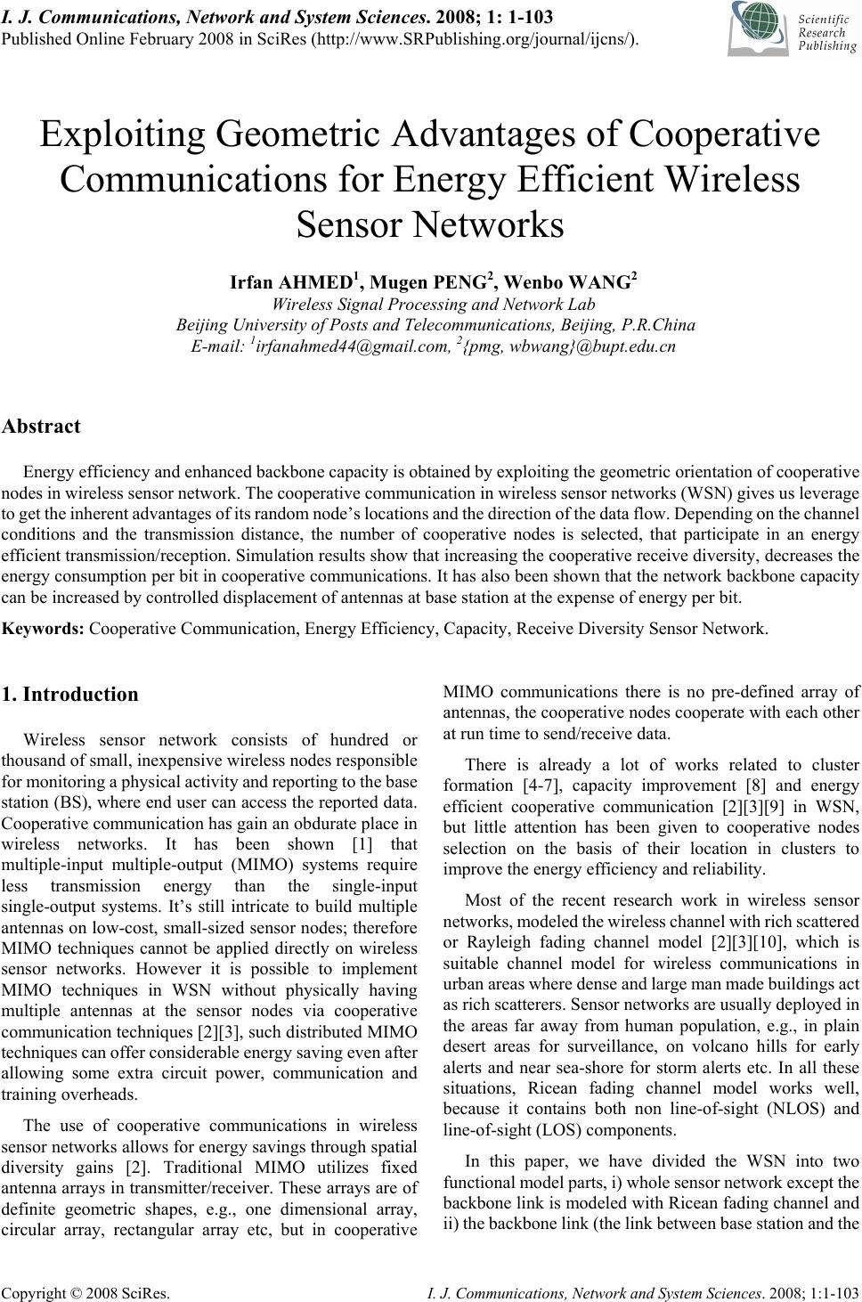 Exploiting Geometric Advantages of Cooperative Communications for Energy Efficient Wireless ...