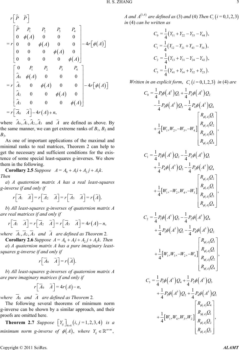 On Real Matrices to Least-Squares g-Inverse and Minimum Norm g-Inverse ...