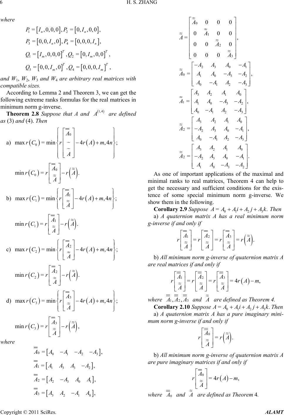 On Real Matrices to Least-Squares g-Inverse and Minimum Norm g-Inverse ...