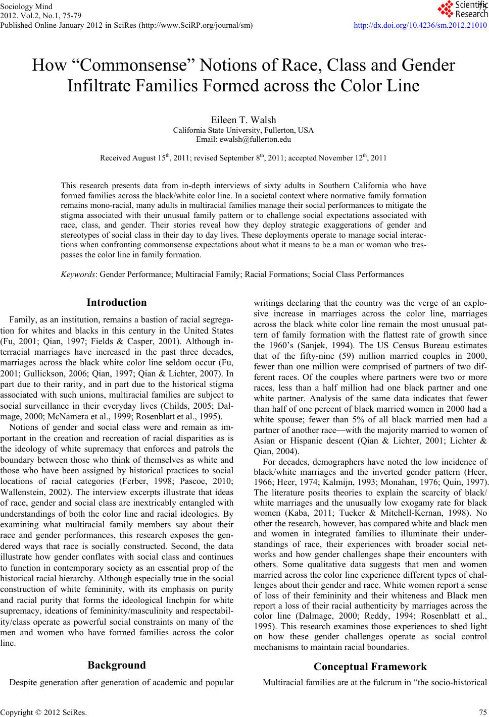 How “Commonsense” Notions of Race, Class and Gender Infiltrate Families ...