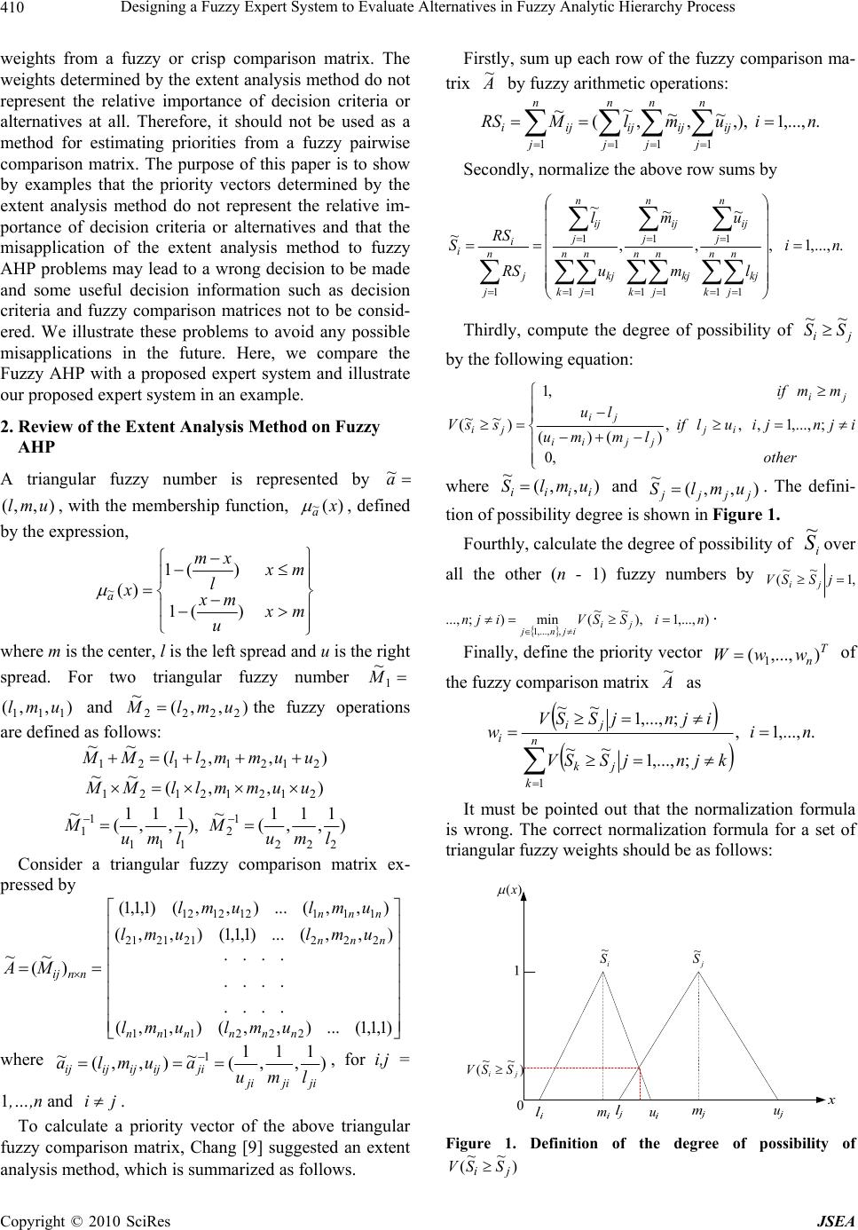 Designing a Fuzzy Expert System to Evaluate Alternatives in Fuzzy ...