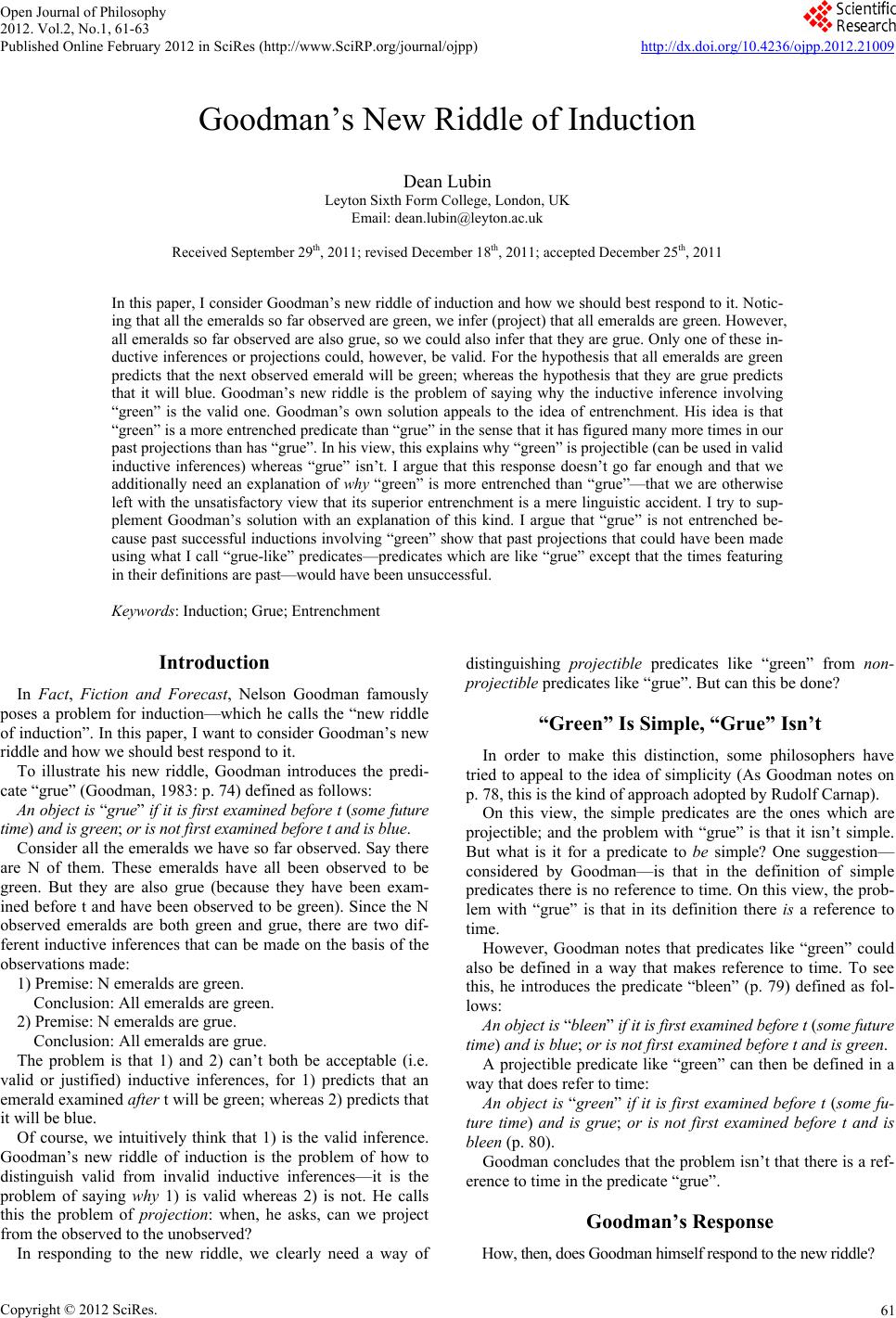 Goodman s New Riddle Of Induction goodman-s-new-riddle-of-induction