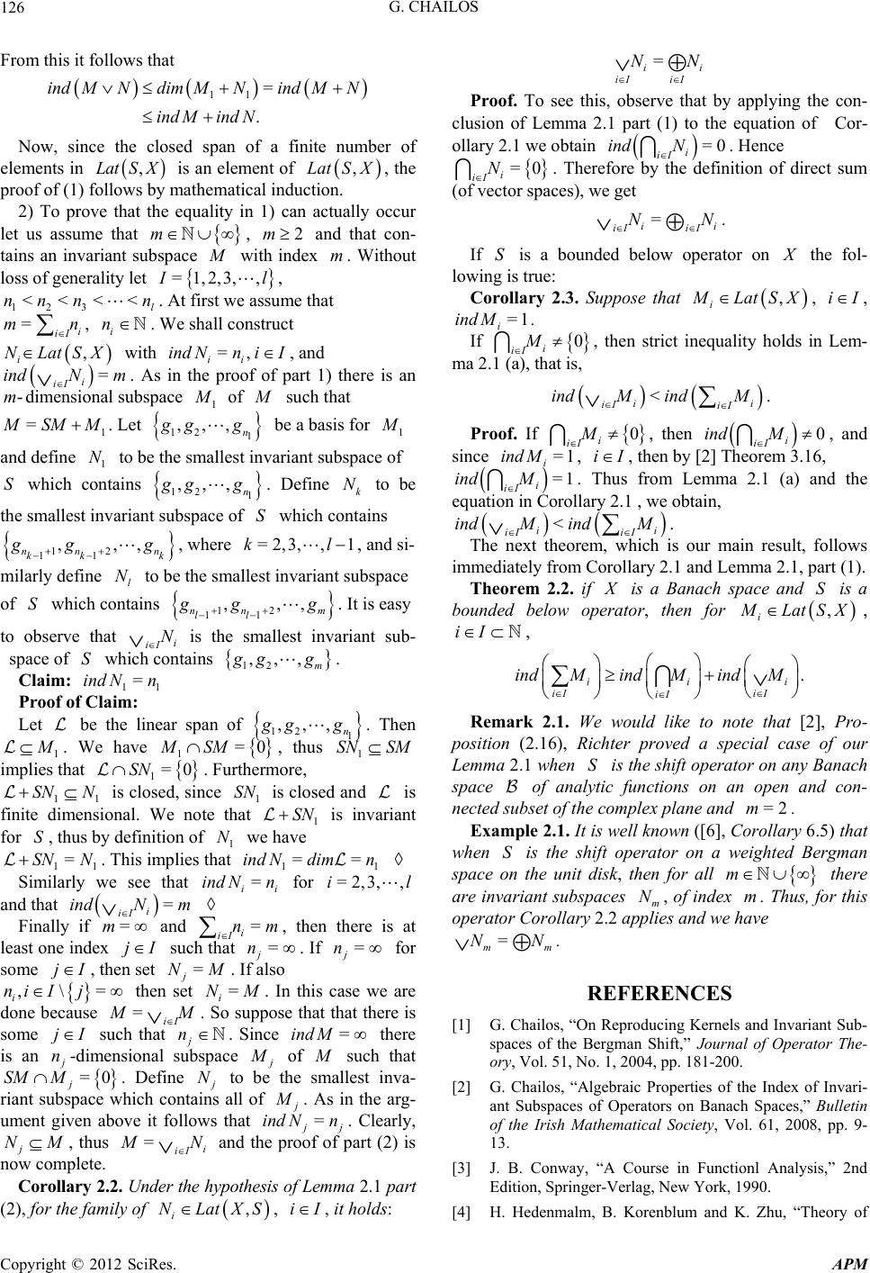 The Index of Invariant Subspaces of Bounded below Operators on Banach Spaces