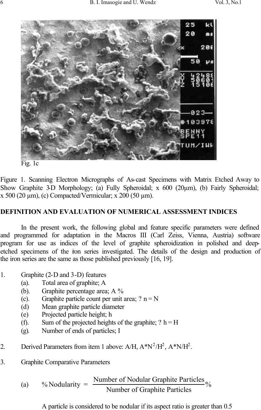 Characterization Of Graphite Particle Shape In Spheroidal Graphite Iron ...