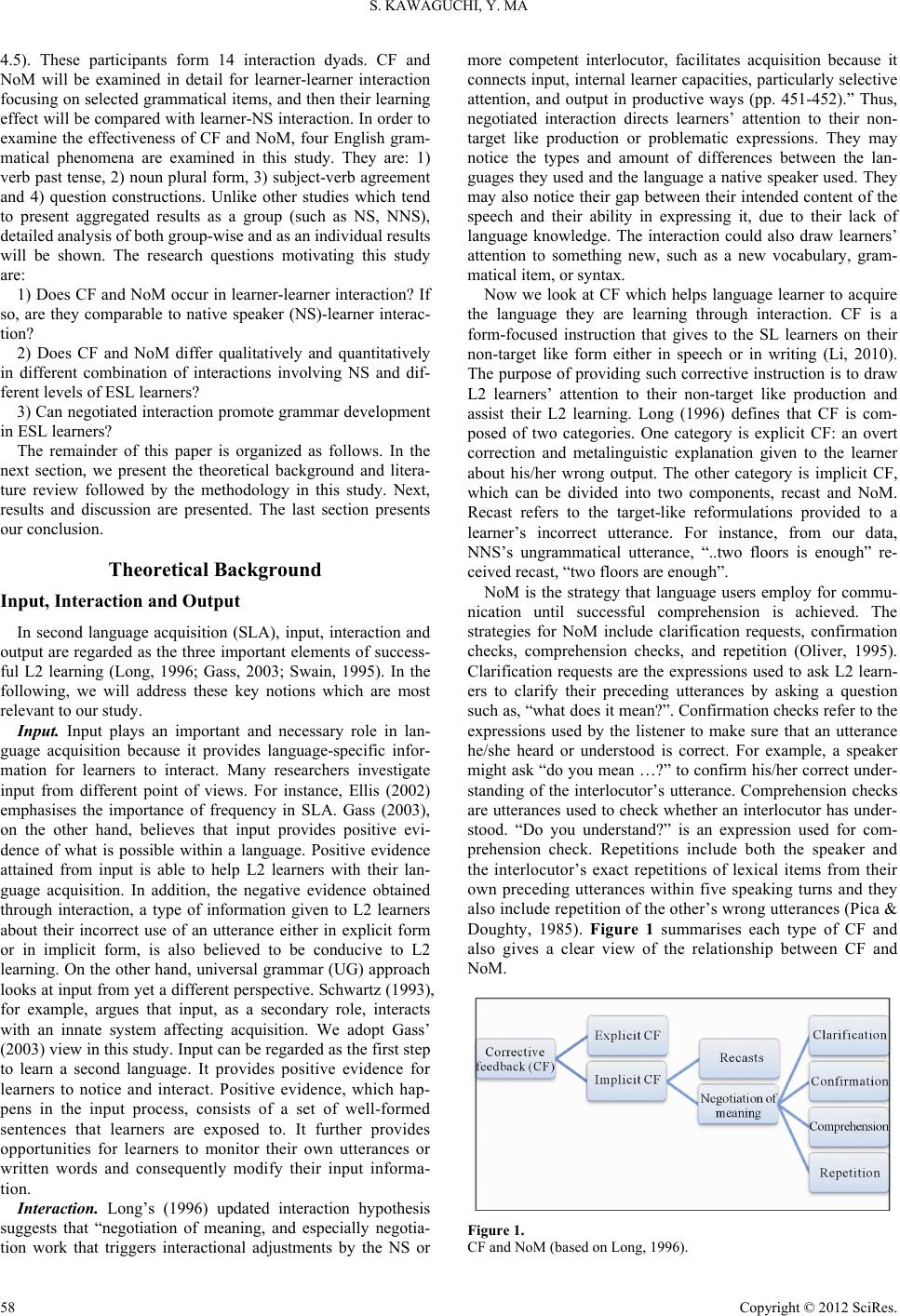 Corrective Feedback, Negotiation of Meaning and Grammar Development ...