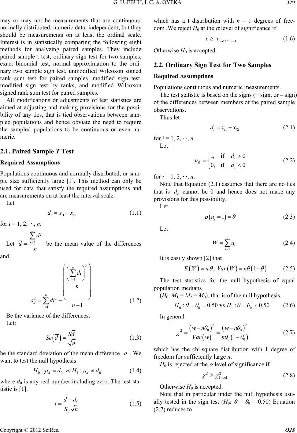 Statistical Comparison of Eight Alternative Methods for the Analysis of ...