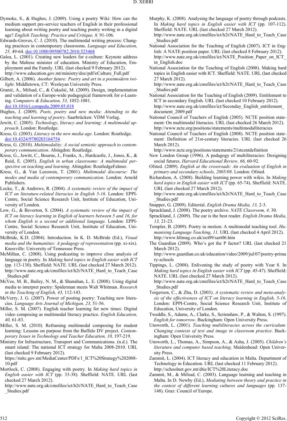 Poetry Teaching and Multimodality: Theory into Practice