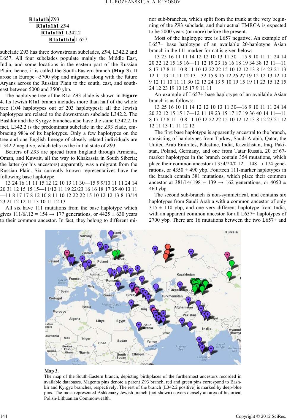 Haplogroup R1a, Its Subclades and Branches in Europe During the Last ...