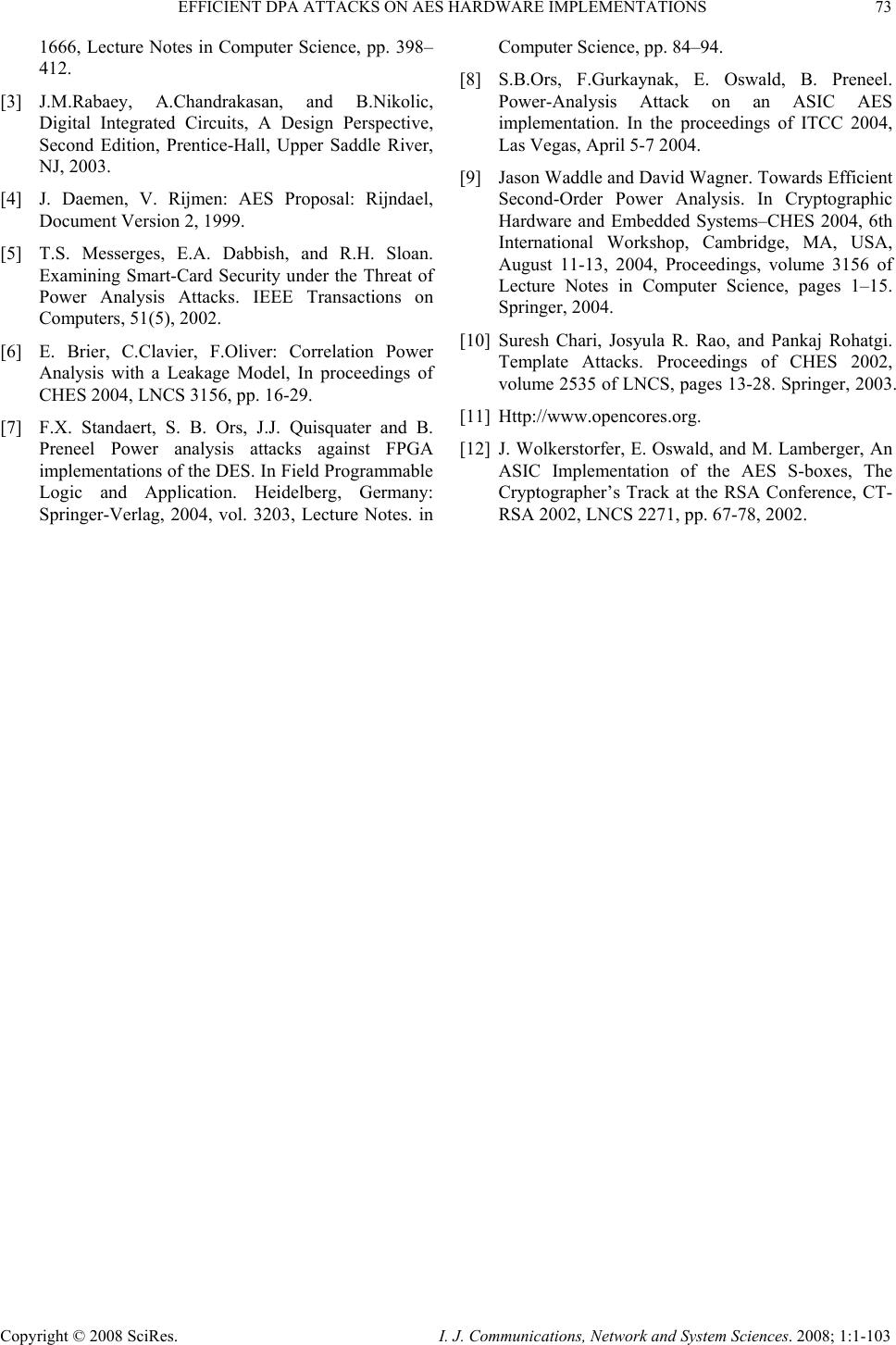 Efficient DPA Attacks on AES Hardware Implementations