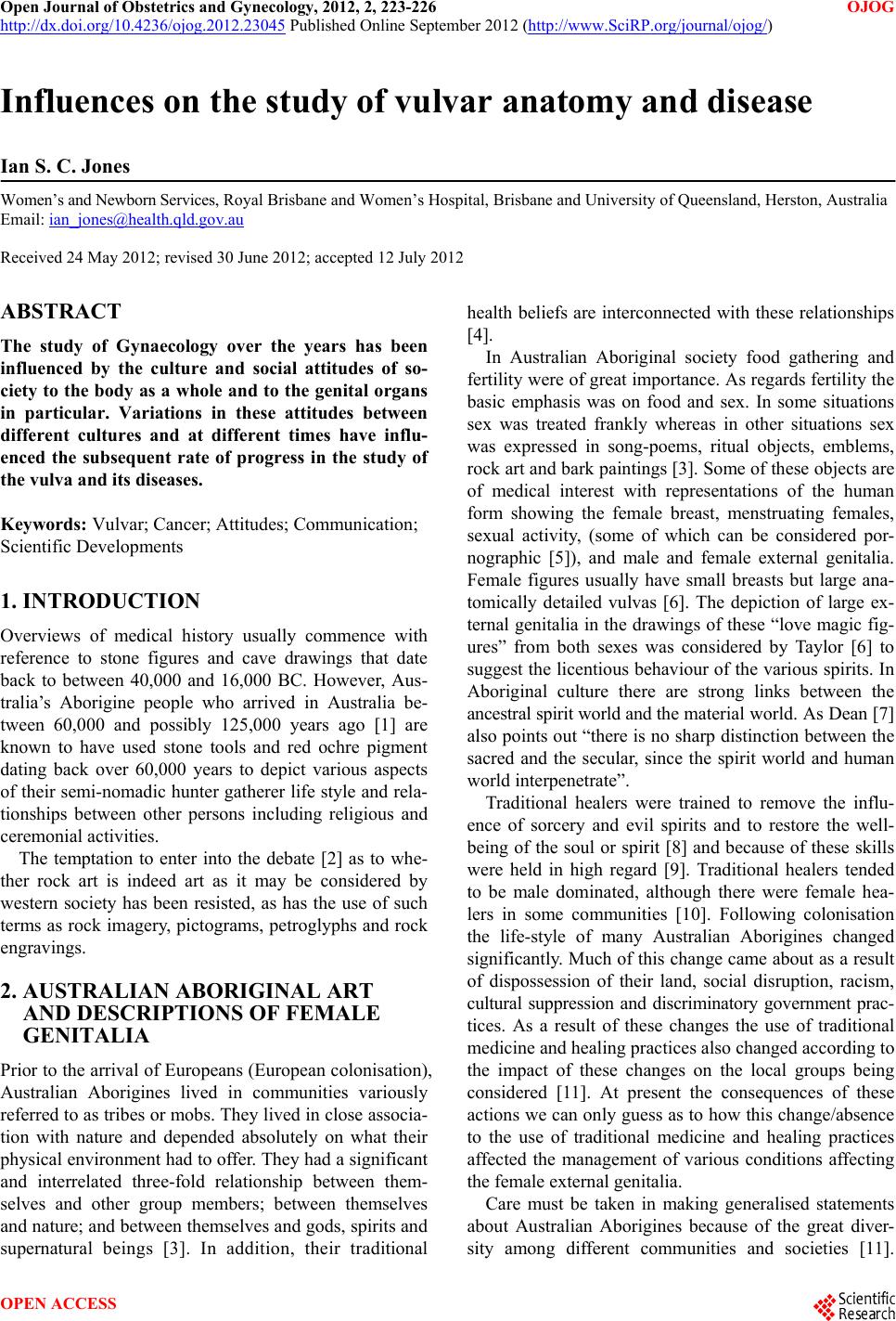 Influences on the study of Vulvar Anatomy and Disease