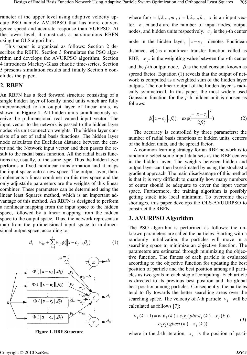 Design Of Radial Basis Function Network Using Adaptive Particle Swarm Optimization And