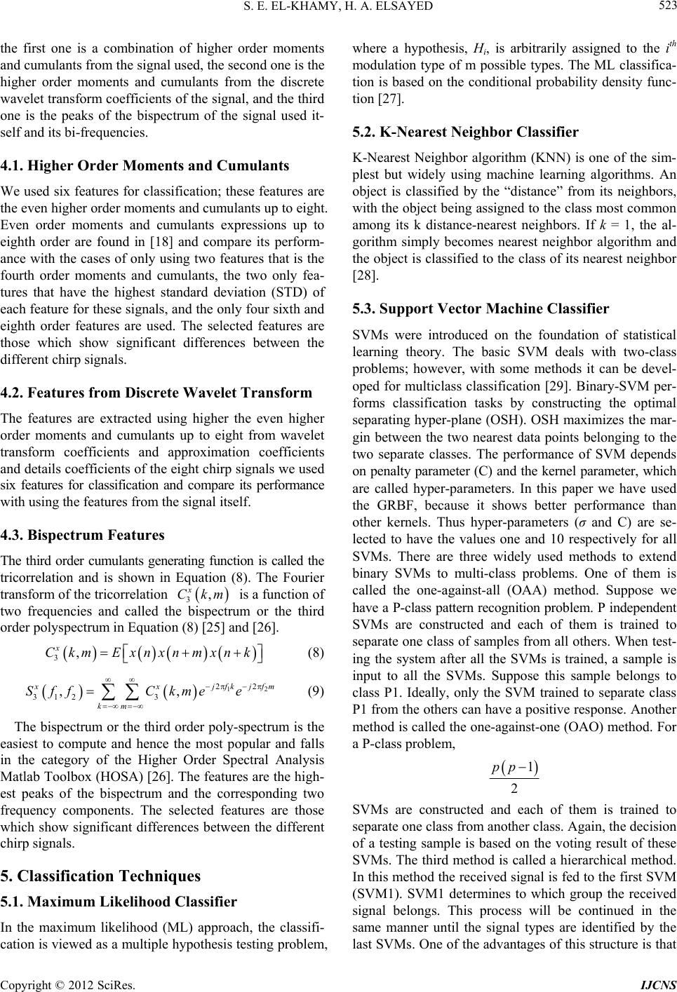 Classification of Multi-User Chirp Modulation Signals Using Wavelet Higher-Order-Statistics ...