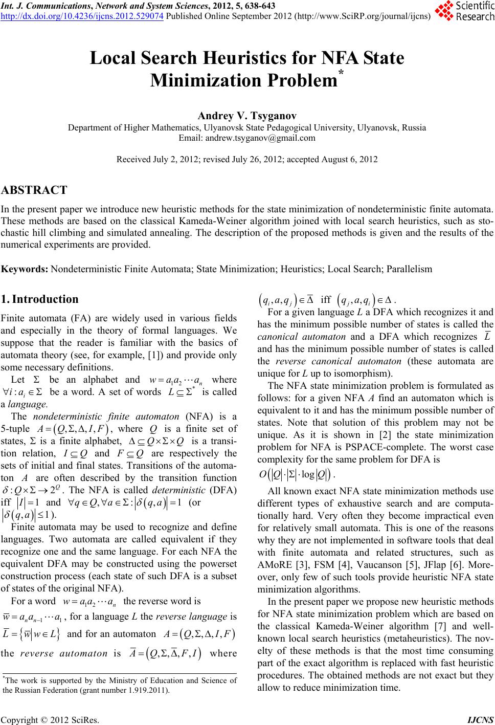 Local Search Heuristics for NFA State Minimization Problem