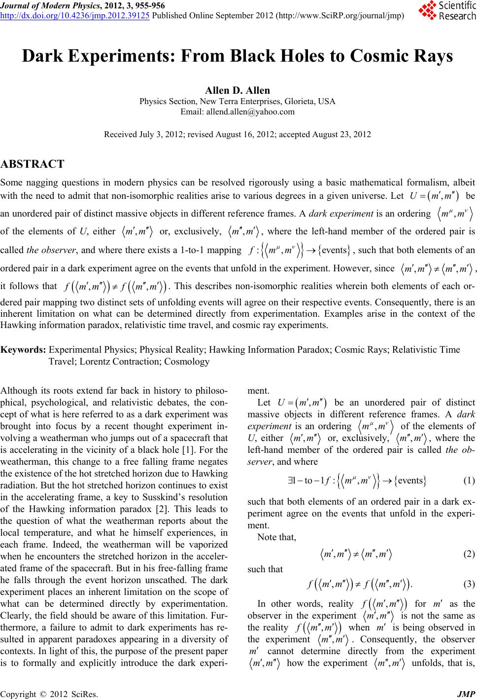 Dark Experiments: From Black Holes to Cosmic Rays
