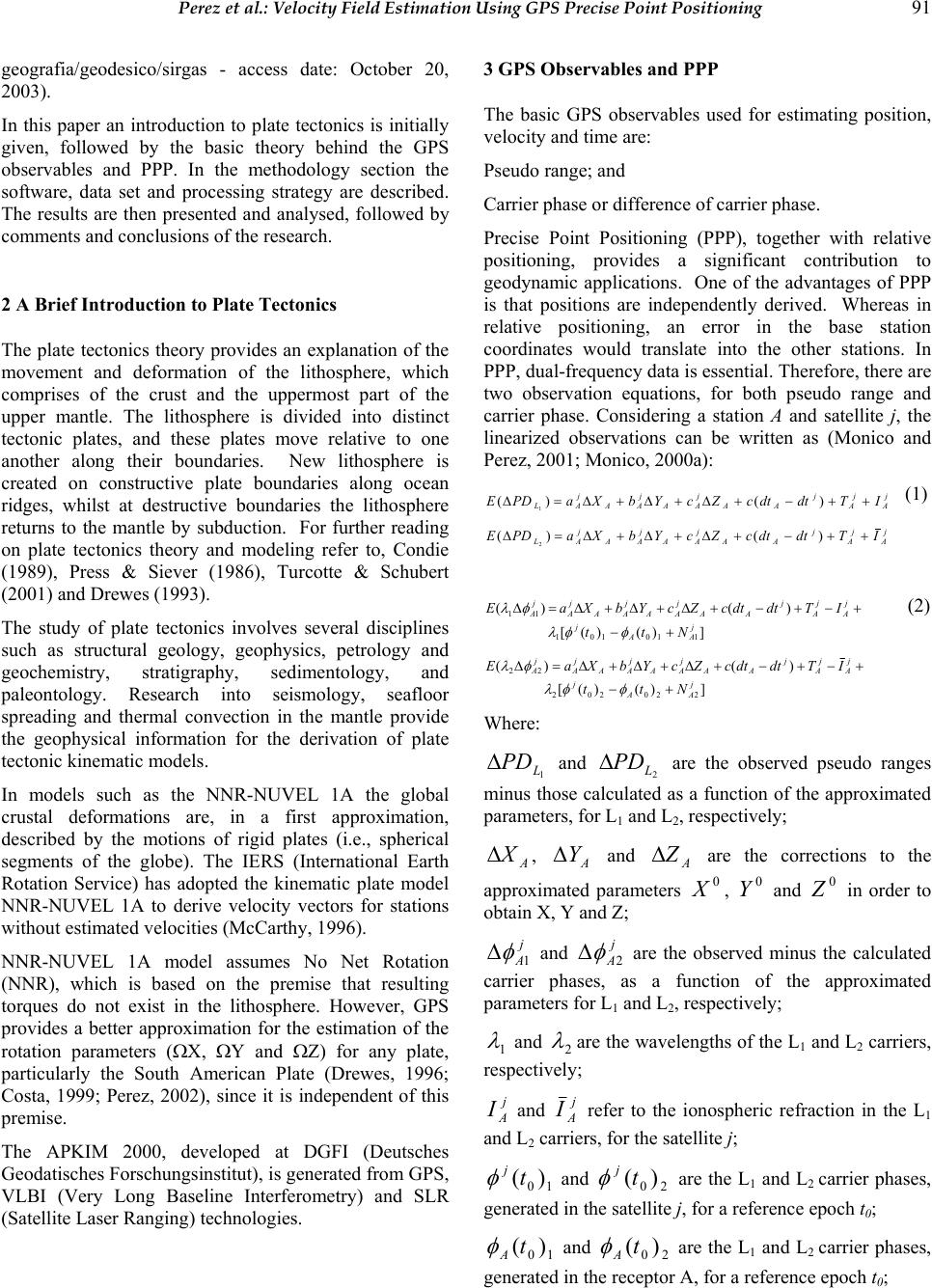 Velocity Field Estimation Using GPS Precise Point Positioning: The ...