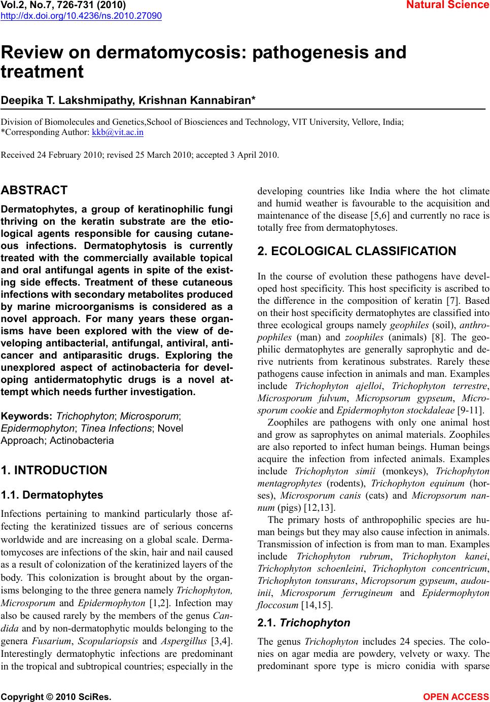 Review on dermatomycosis: pathogenesis and treatment