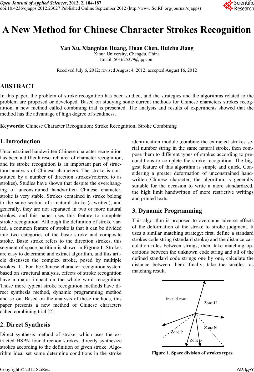 A New Method for Chinese Character Strokes Recognition