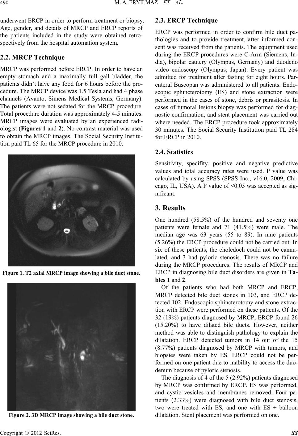 Comparison of Endoscopic Retrograde Cholangiopancreatography (ERCP) and ...