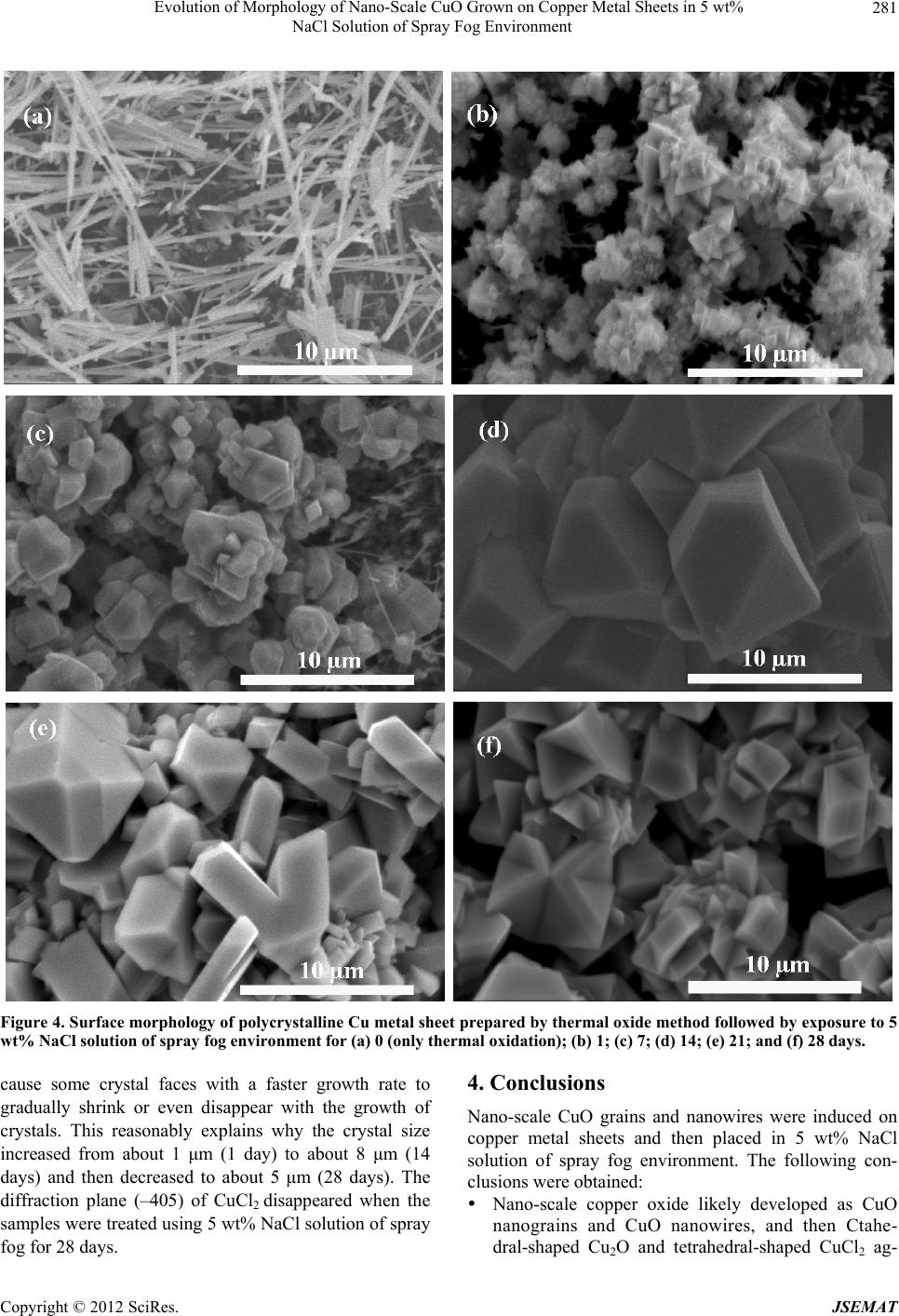 Evolution of Morphology of Nano-Scale CuO Grown on Copper Metal Sheets ...