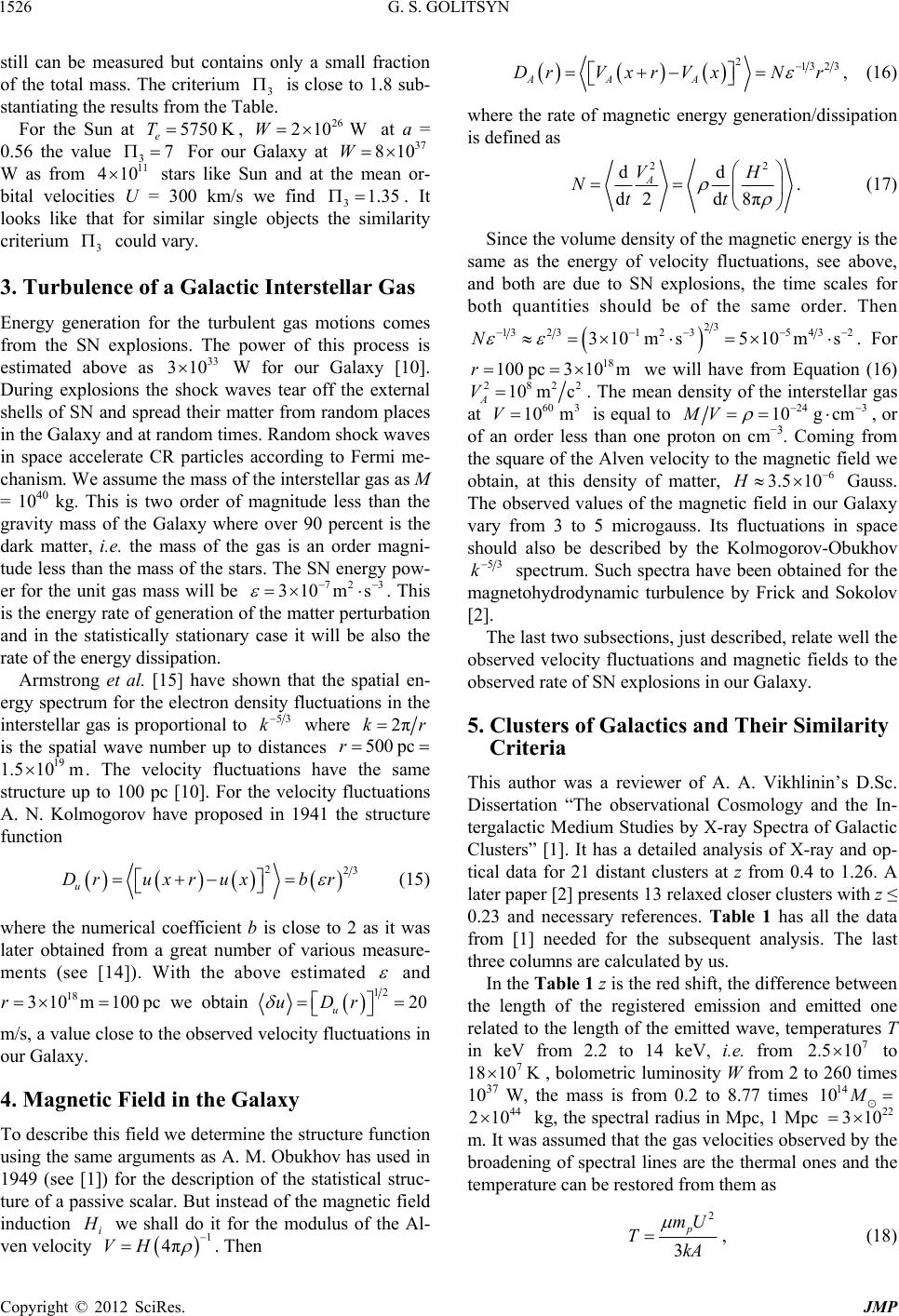 Similarity Criteria, Galactic Scales, and Spectra