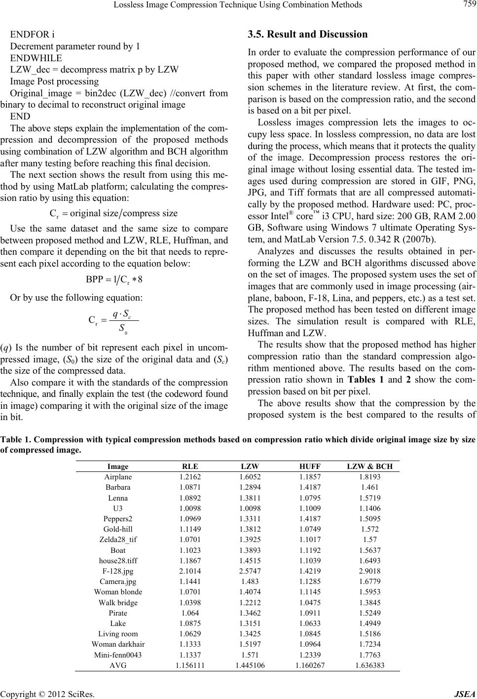 Lossless Image Compression Technique Using Combination Methods