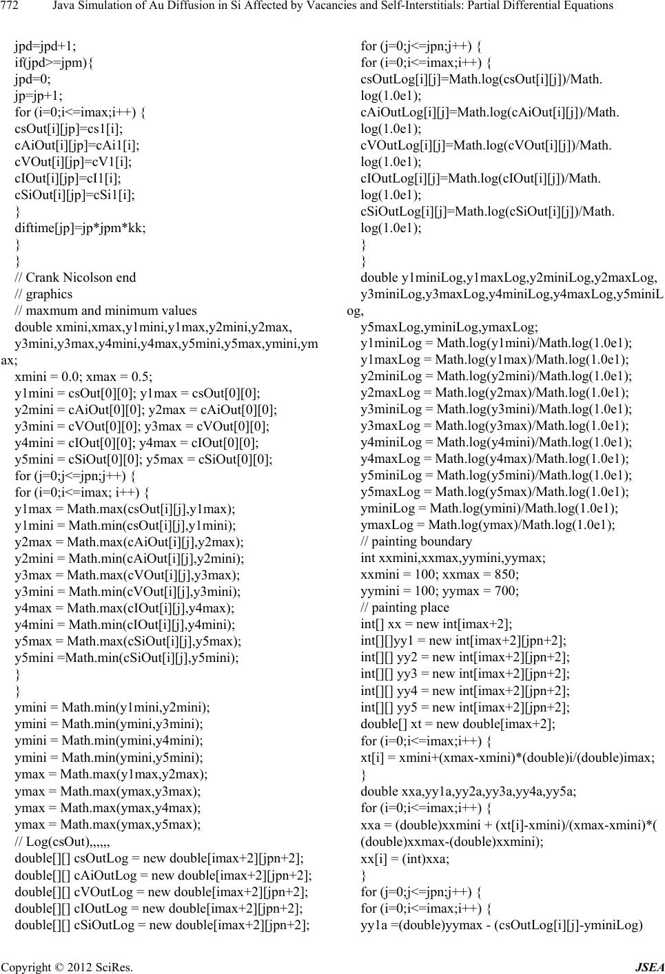 Java Simulation of Au Diffusion in Si Affected by Vacancies and Self ...