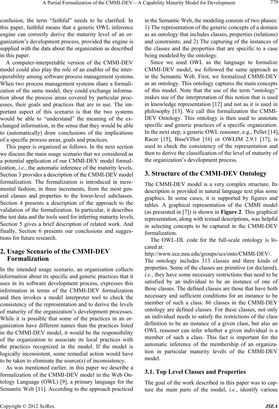 A Partial Formalization of the CMMI-DEV—A Capability Maturity Model for ...