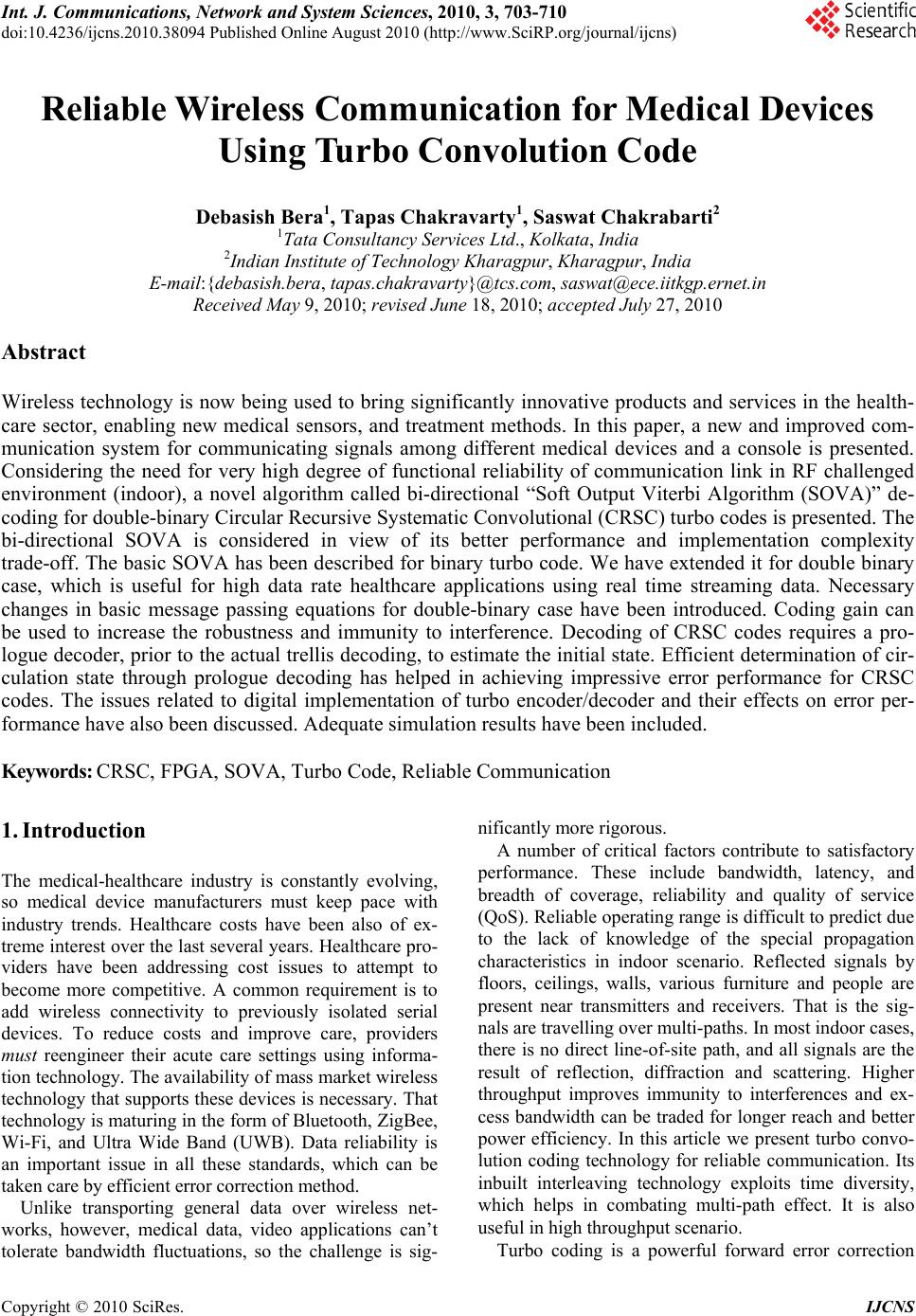 Reliable Wireless Communication for Medical Devices Using Turbo ...