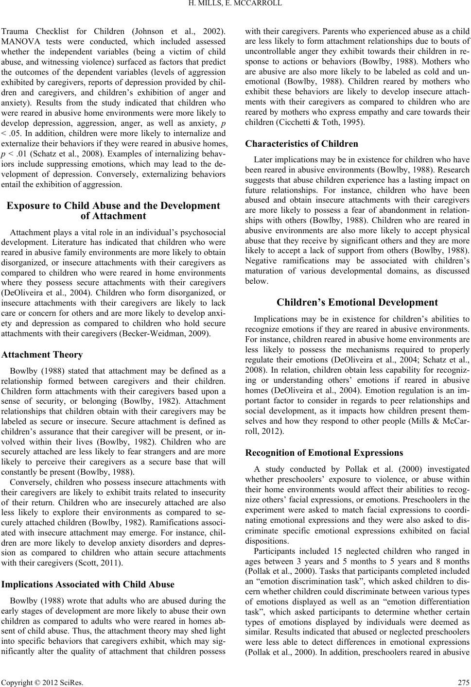 Ramifications Associated with Child Abuse