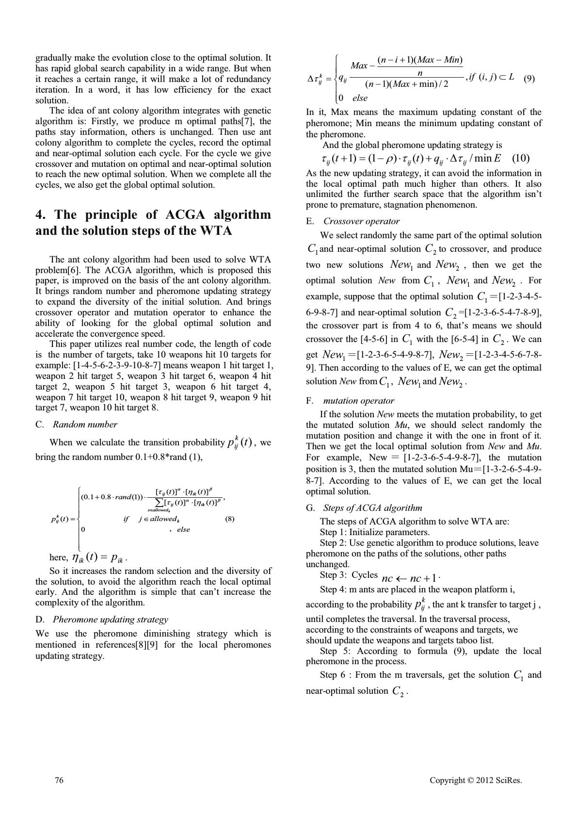 ACGA Algorithm of Solving Weapon - Target Assignment Problem