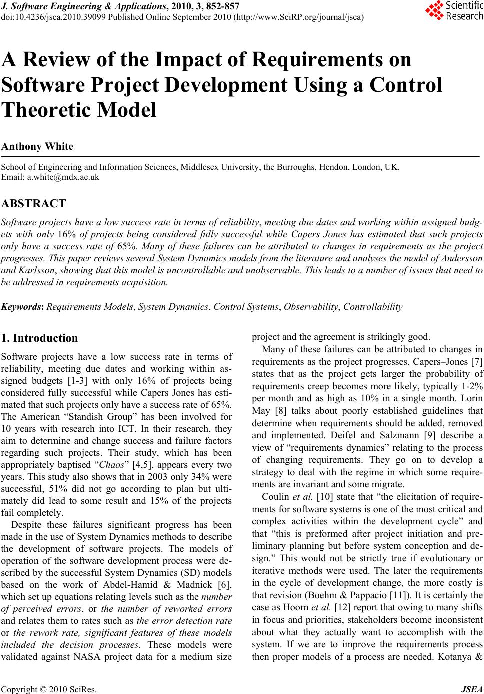 A Review of the Impact of Requirements on Software Project Development ...