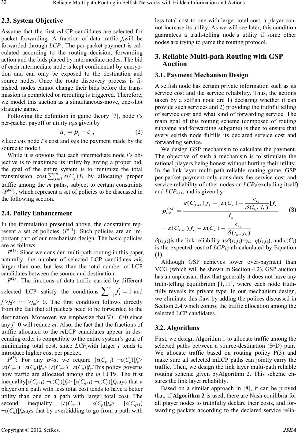 Reliable Multi-path Routing in Selfish Networks with Hidden Information ...
