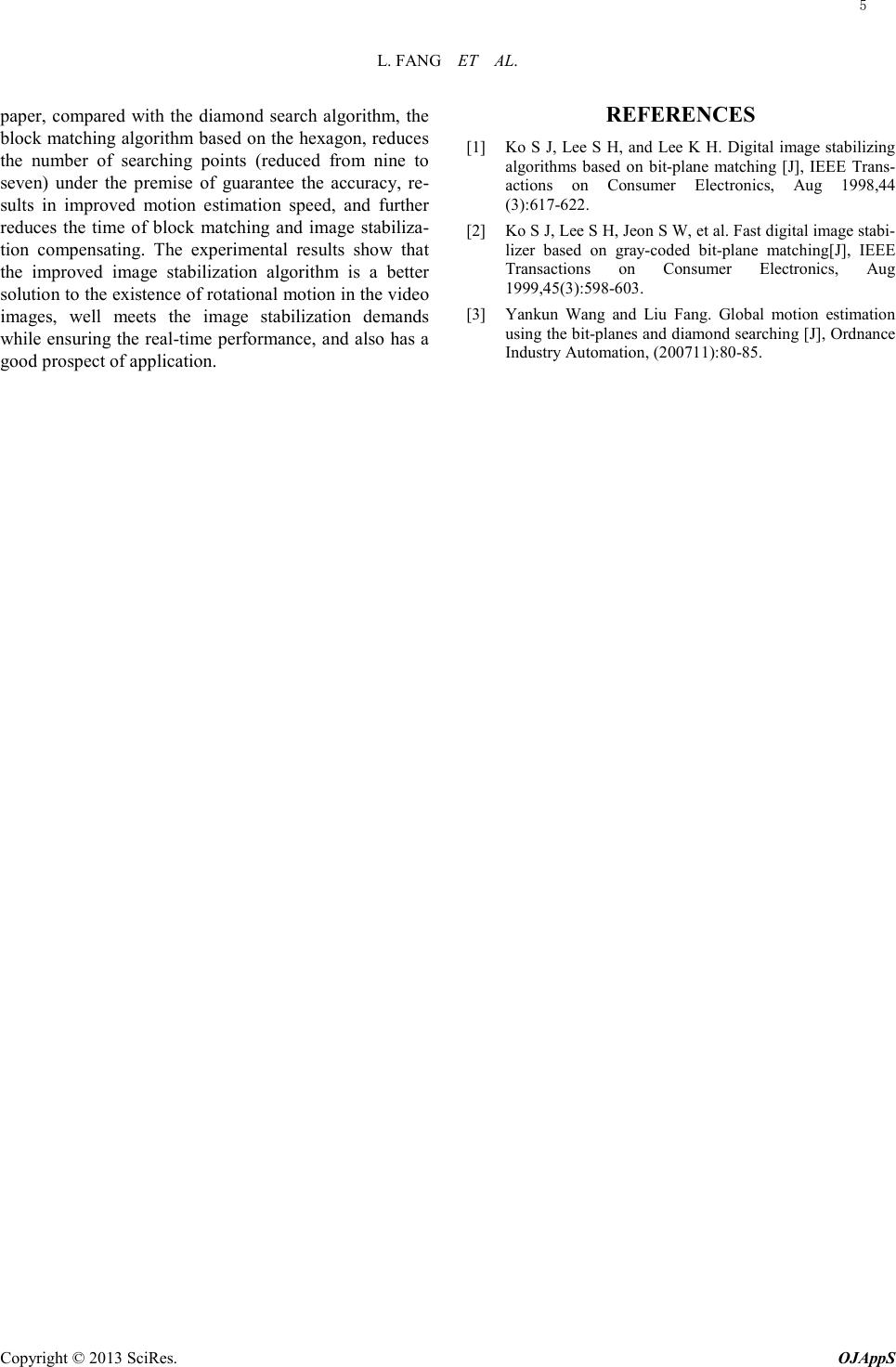 An Electronic Image Stabilization Algorithm Based on Efficient Block Matching on the Bitplane