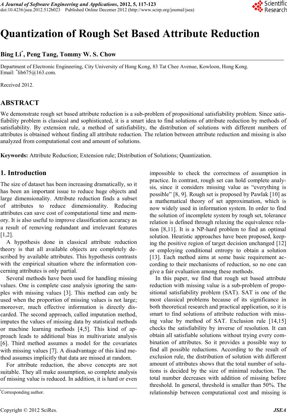 Quantization of Rough Set Based Attribute Reduction