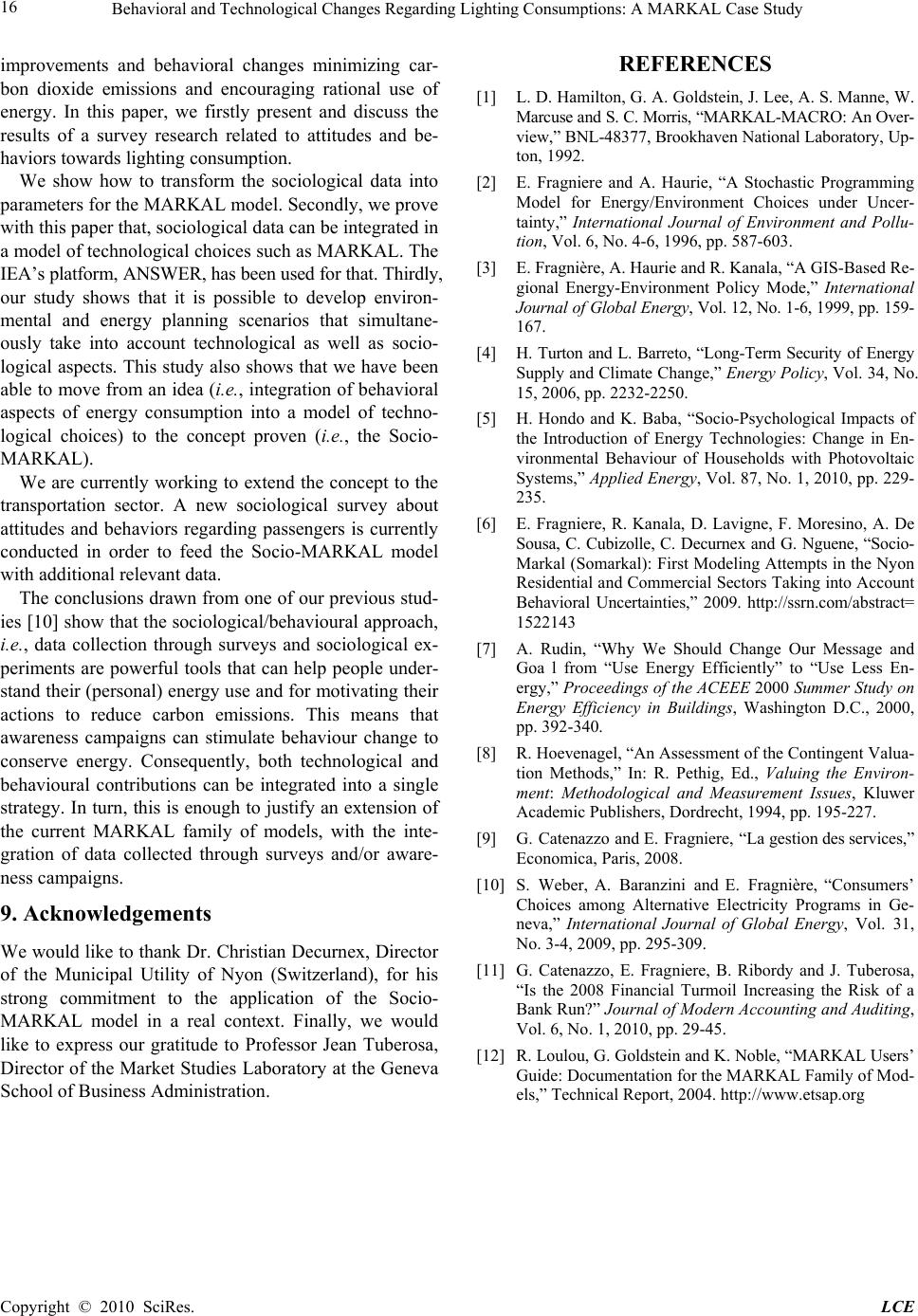 Behavioral and Technological Changes Regarding Lighting Consumptions: A ...
