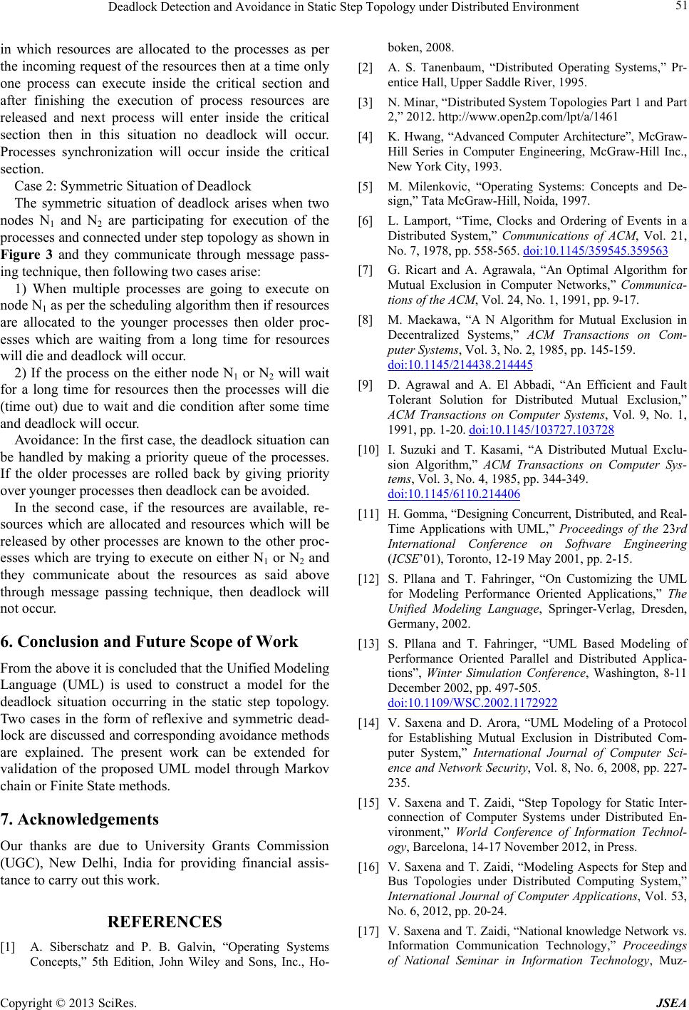 Deadlock Detection and Avoidance in Static Step Topology under Distributed Environment