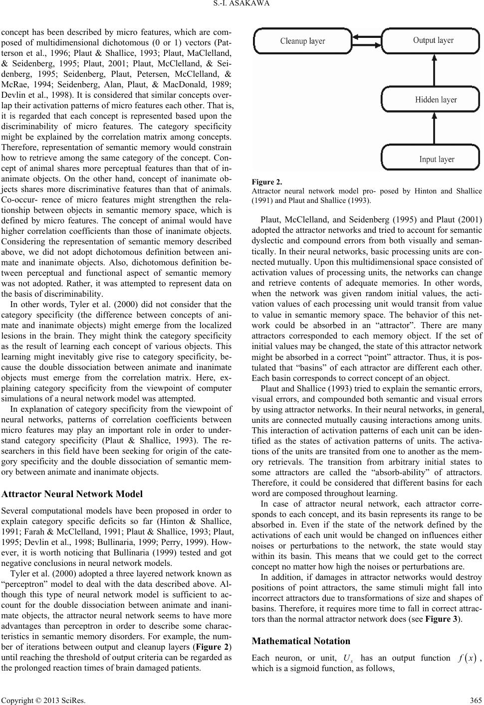 Re-Evaluation of Attractor Neural Network Model to Explain Double Dissociation in Semantic ...