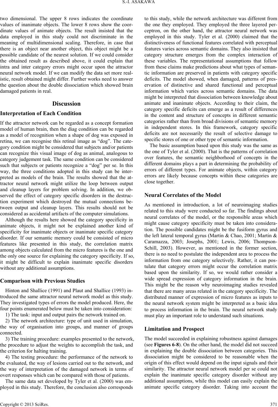 Re-Evaluation of Attractor Neural Network Model to Explain Double Dissociation in Semantic ...