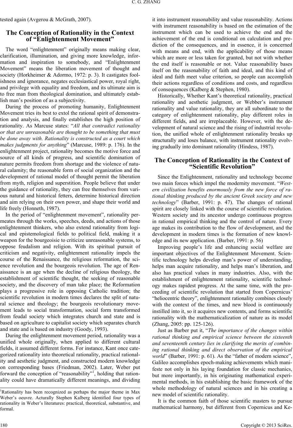 The Evolution of Rationality and Modernity Crisis