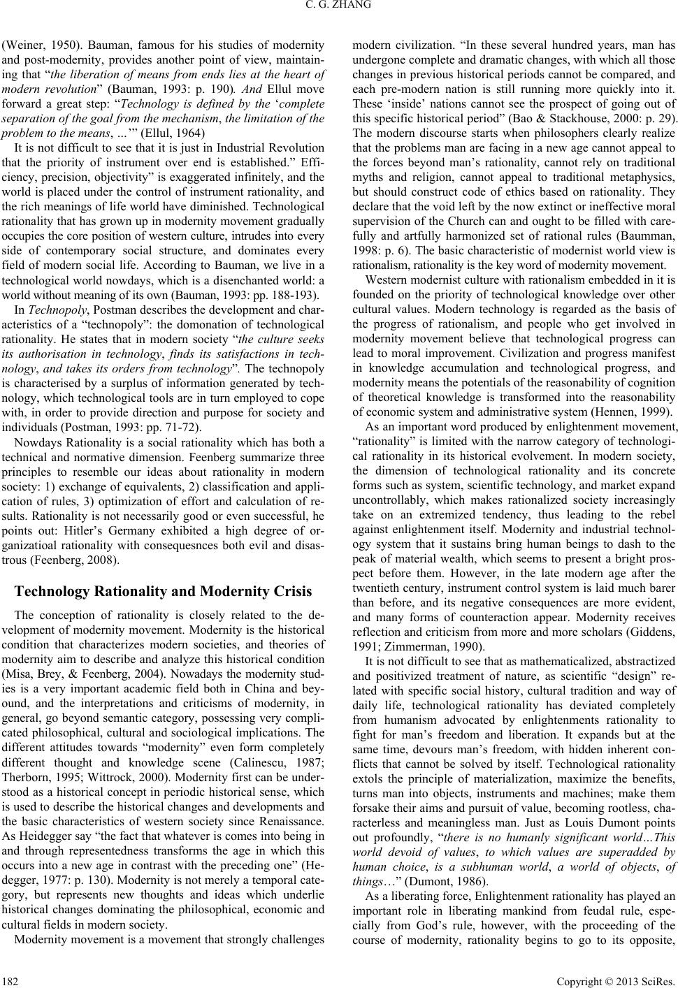 The Evolution of Rationality and Modernity Crisis